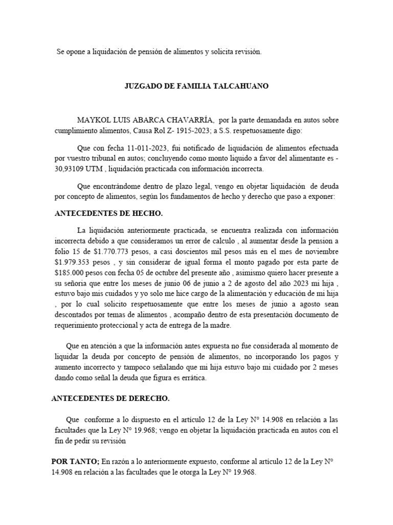 Objeta Liquidacion Irene | PDF