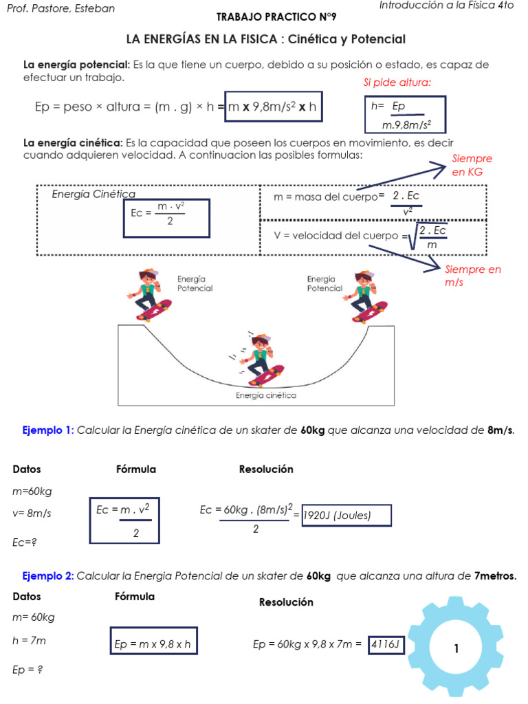 Energía Cinética y Potencial: Ejercicios | PDF | Masa | Energía cinética