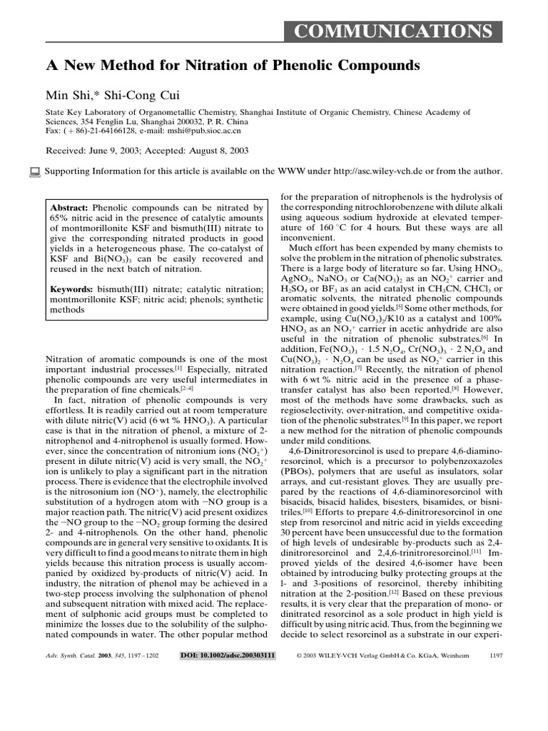 Efficient Nitration of Phenols with Bi(NO3)3/KSF | PDF | Nitrate ...