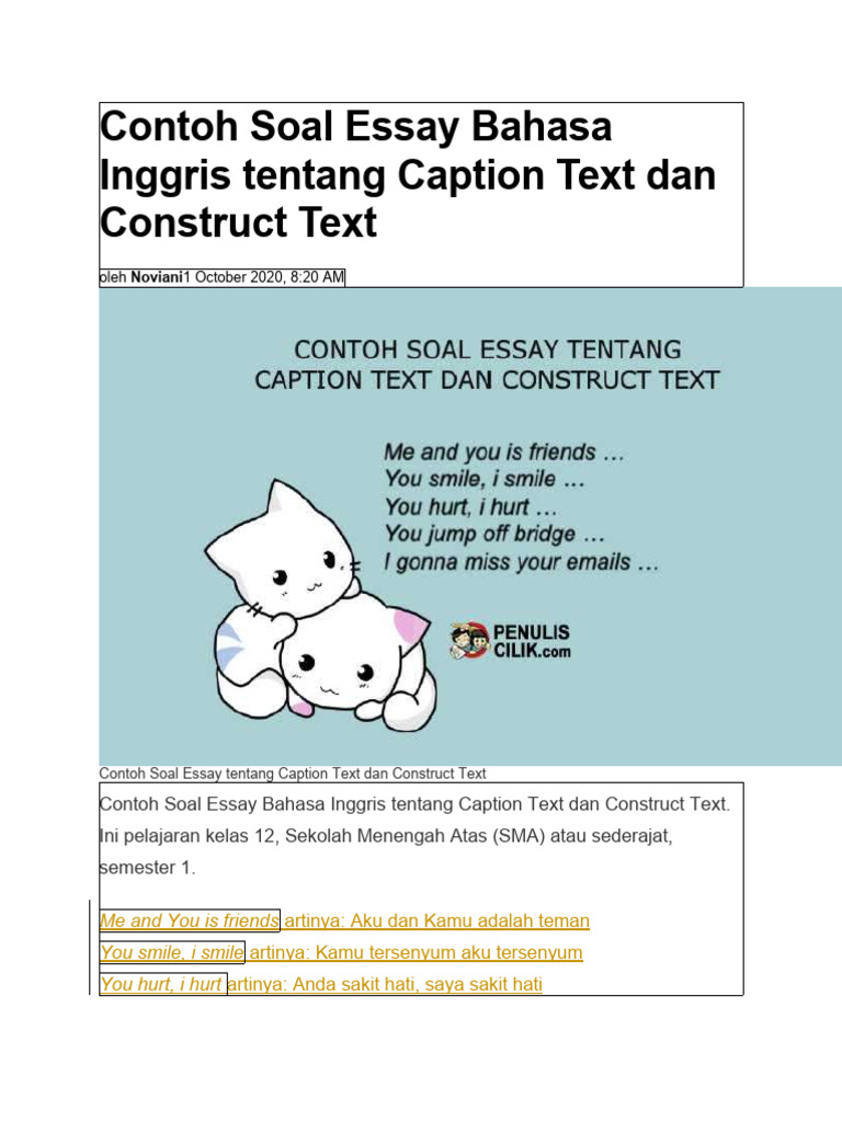 Contoh Soal Essay Caption Kelas 12 | PDF