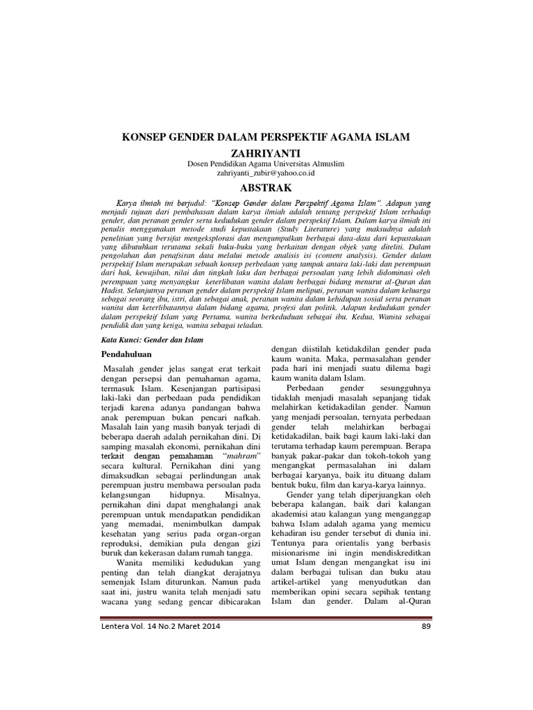 ID Konsep Gender Dalam Perspektif Agama Isl | PDF | Ilmu Sosial