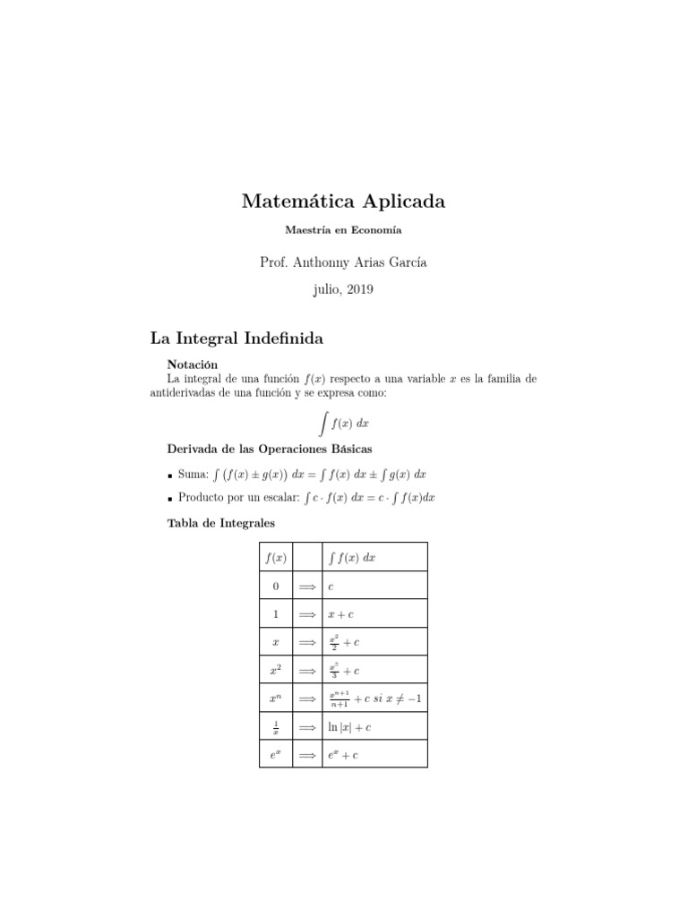 Matemáticas 31 - Tema 2 - Integrales Indefinidas | PDF | Integral | Análisis funcional