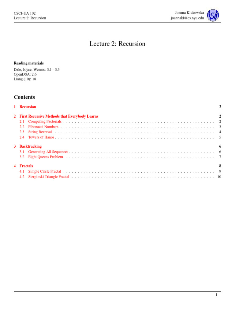 Lecture02 Recursion Notes Pdf Iteration Computer Programming