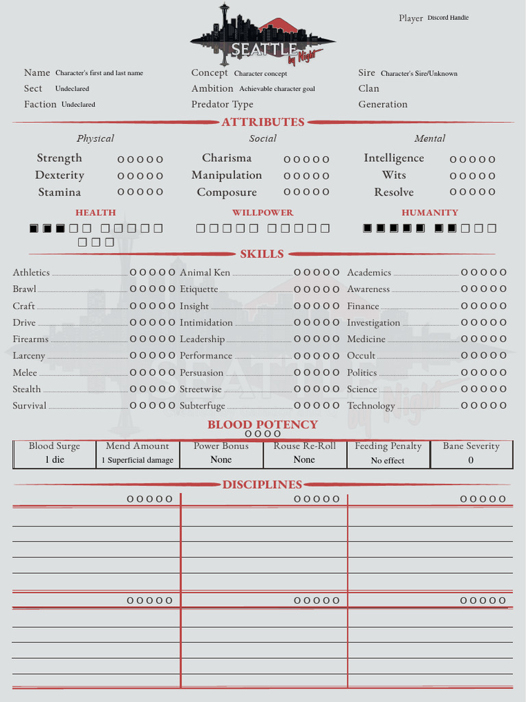 Vampire Character Sheet | PDF