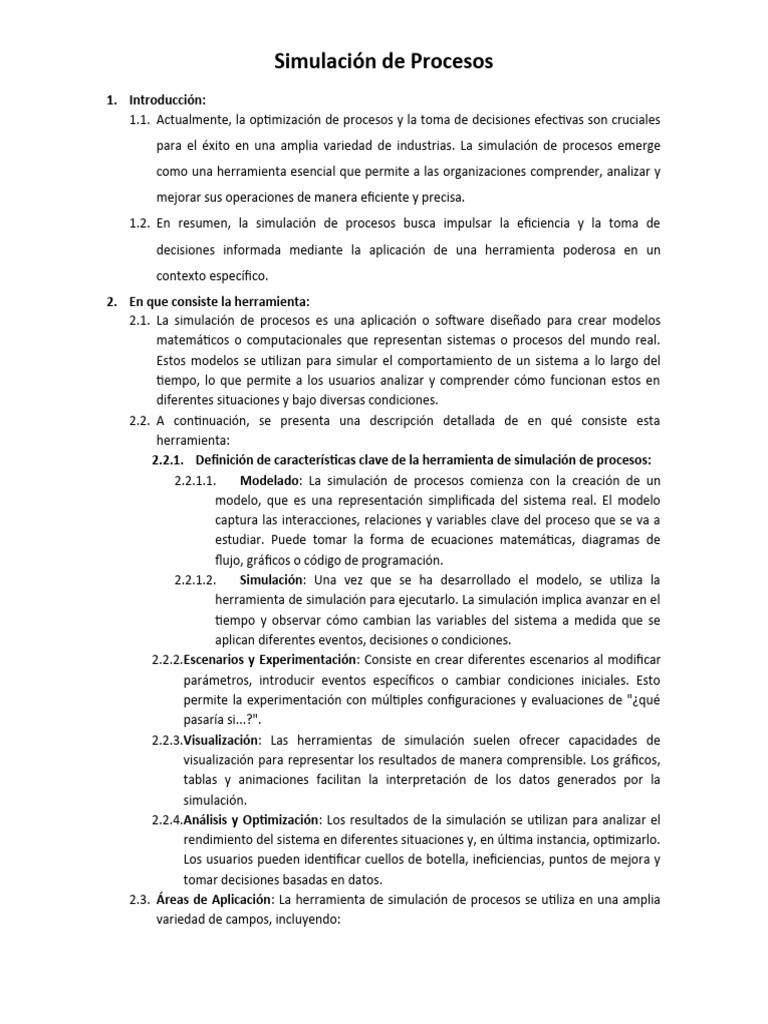 Proyecto Simulacion de Procesos | PDF | Simulación | Software
