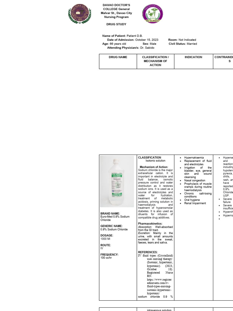 DS PNSS | PDF | Intravenous Therapy | Electrolyte