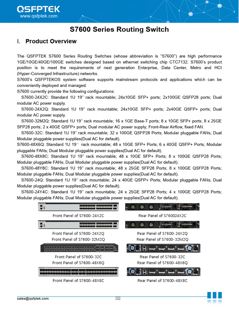 S7600 Series Switches Datasheet | PDF | Computer Network ...