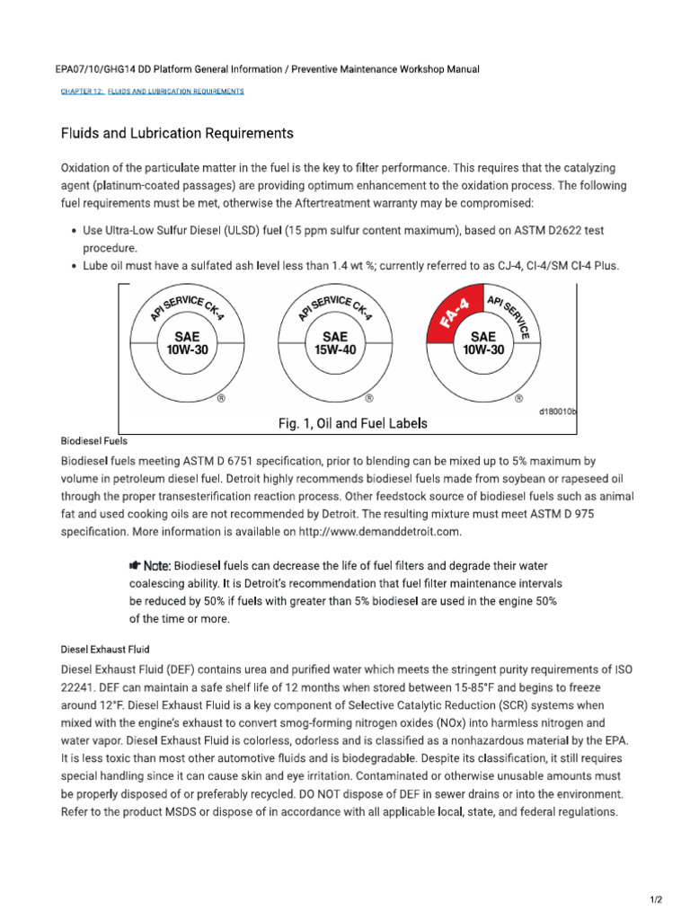 Fluids and Lubrication Requirements | PDF