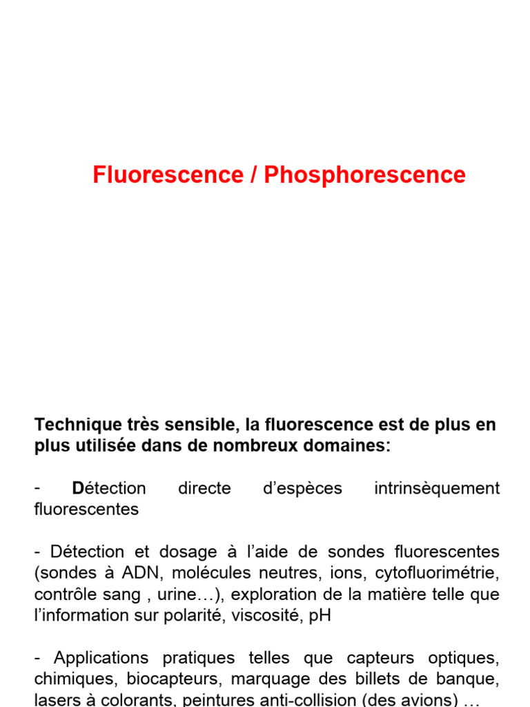 Principes et applications de la fluorescence | PDF | Fluorescence ...