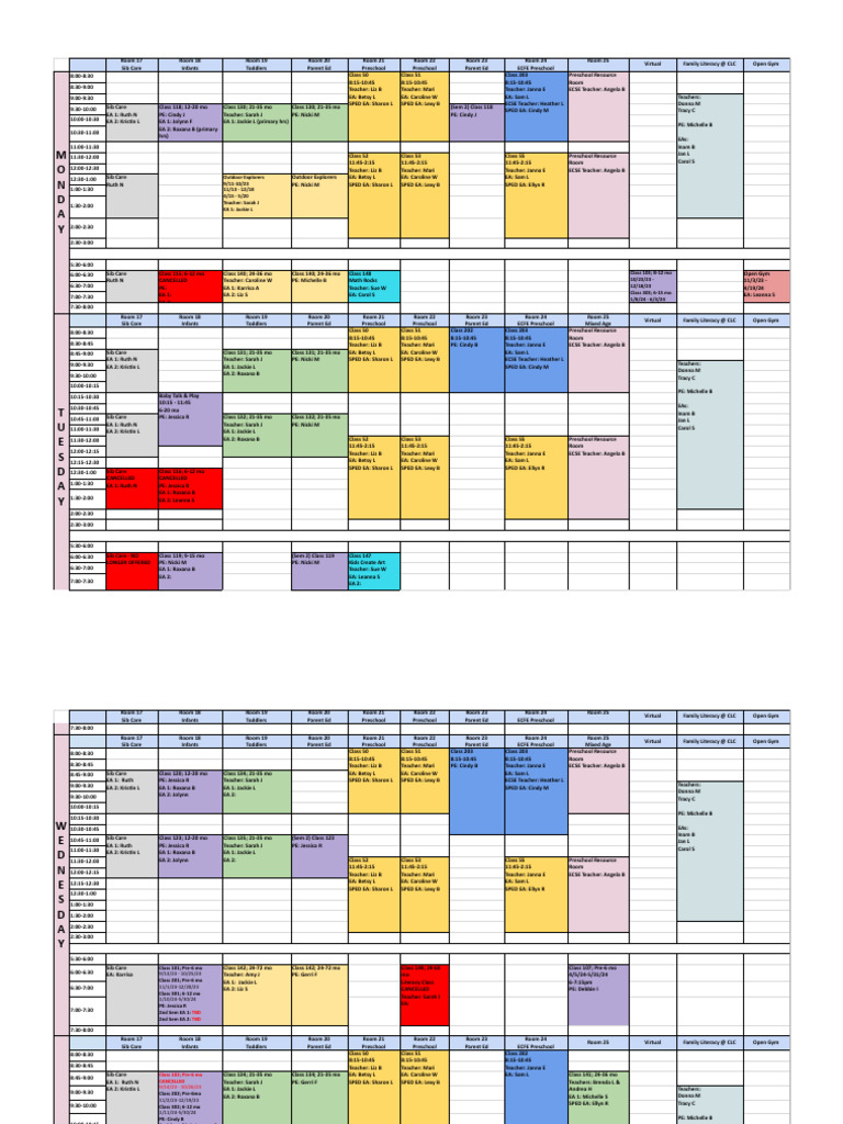 23-24 Early Learning Schedules - Google Sheets | Download Free PDF | Human Life Stages | Public ...
