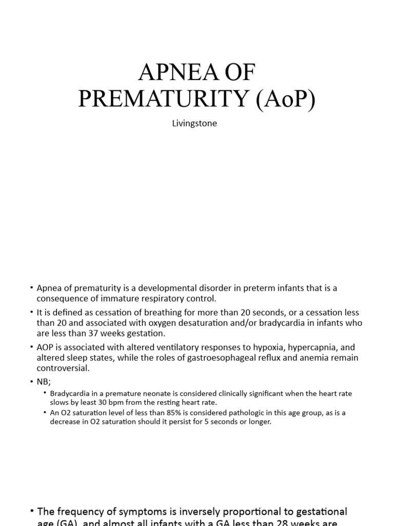 APNEA OF PREMATURITY (AoP) | PDF | Preterm Birth | Medical Specialties