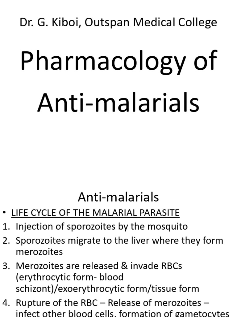Pharmacology of Antimalarials | PDF | Malaria | Pharmacy
