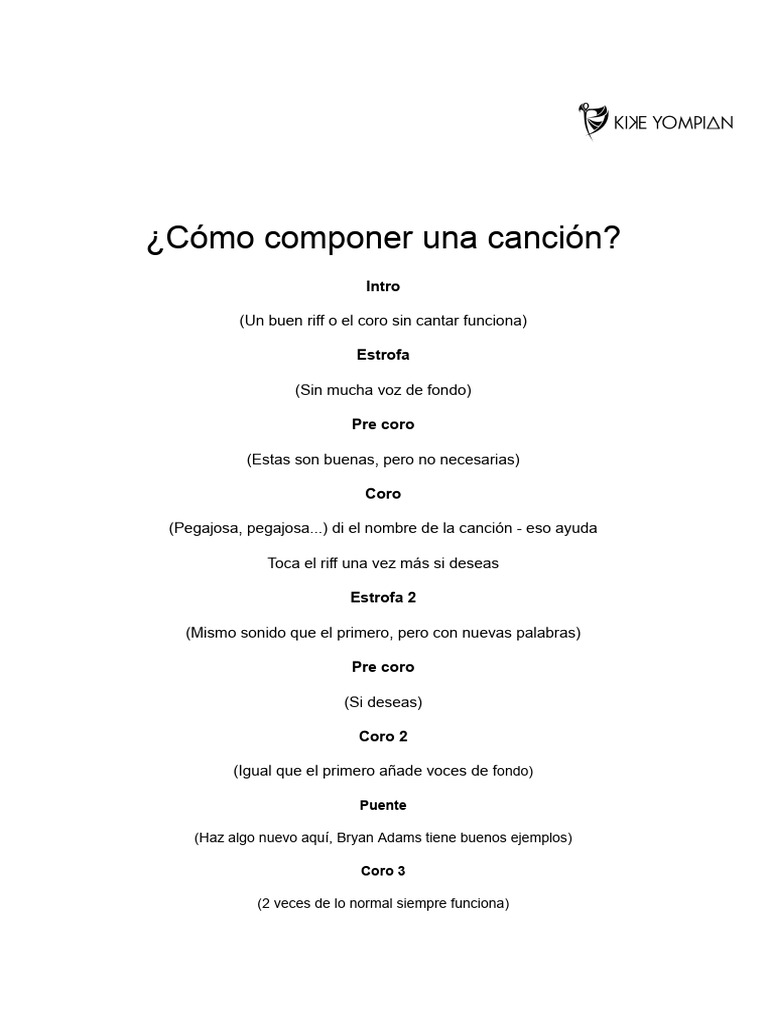 ¿Cómo Escribir Una Canción | PDF | Canciones | Acorde (Música)