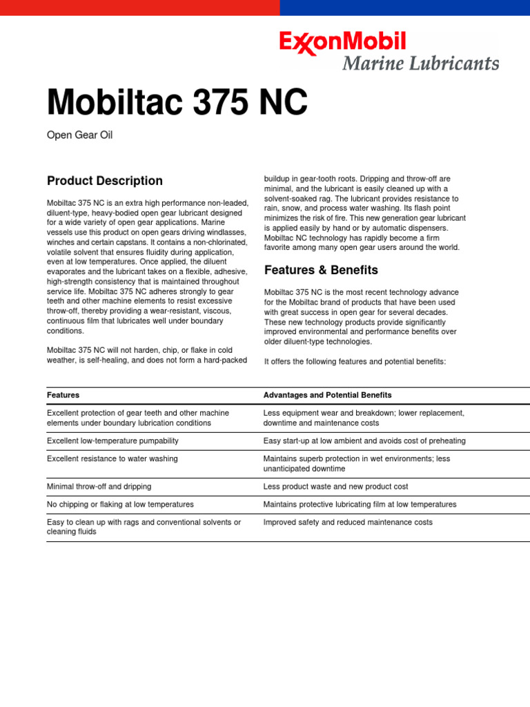 Mobiltac 375 NC | PDF | Viscosity | Lubricant