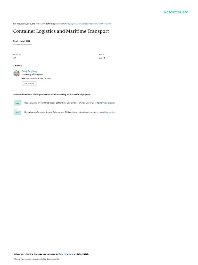 Container Logistics and Maritime Transport | PDF | Logistics | Transport