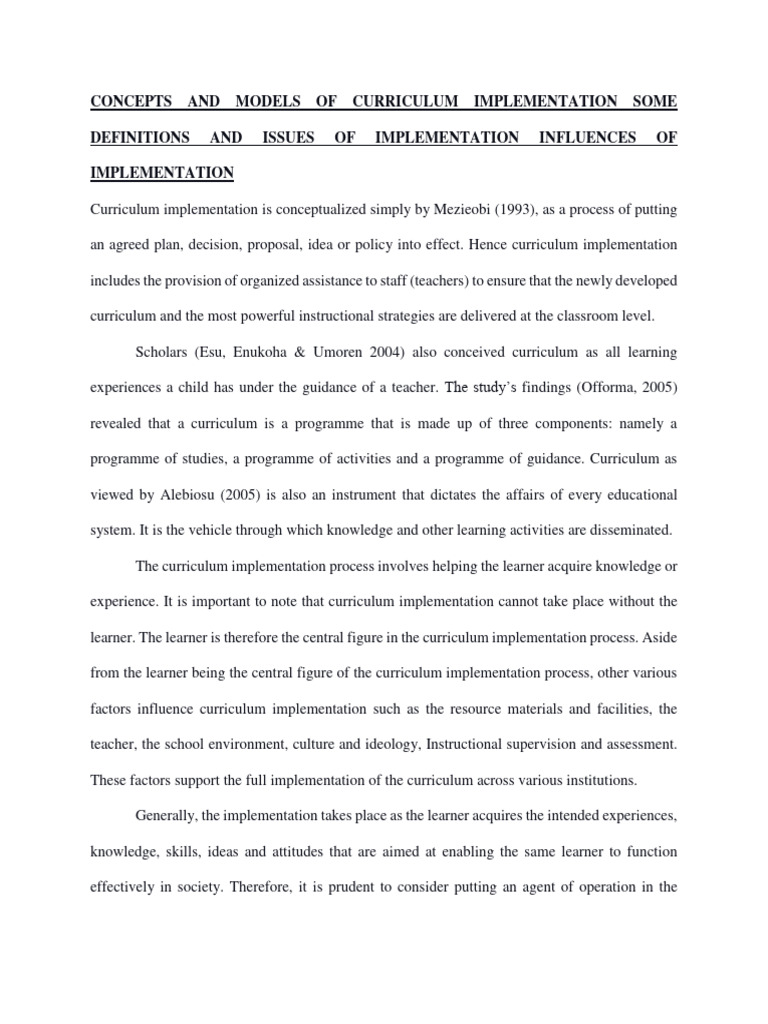 Curriculum Implementation and Definition | PDF | Curriculum | Teachers