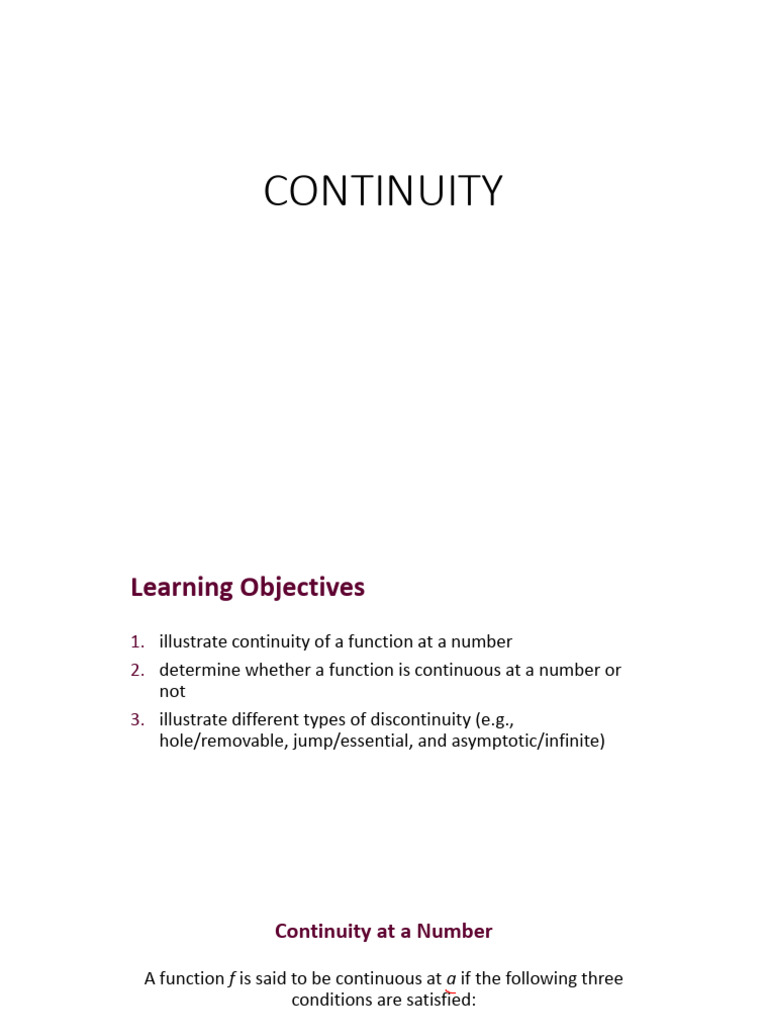 LESSON 1.5 CONTINUITY(1) | PDF | Continuous Function | Function ...