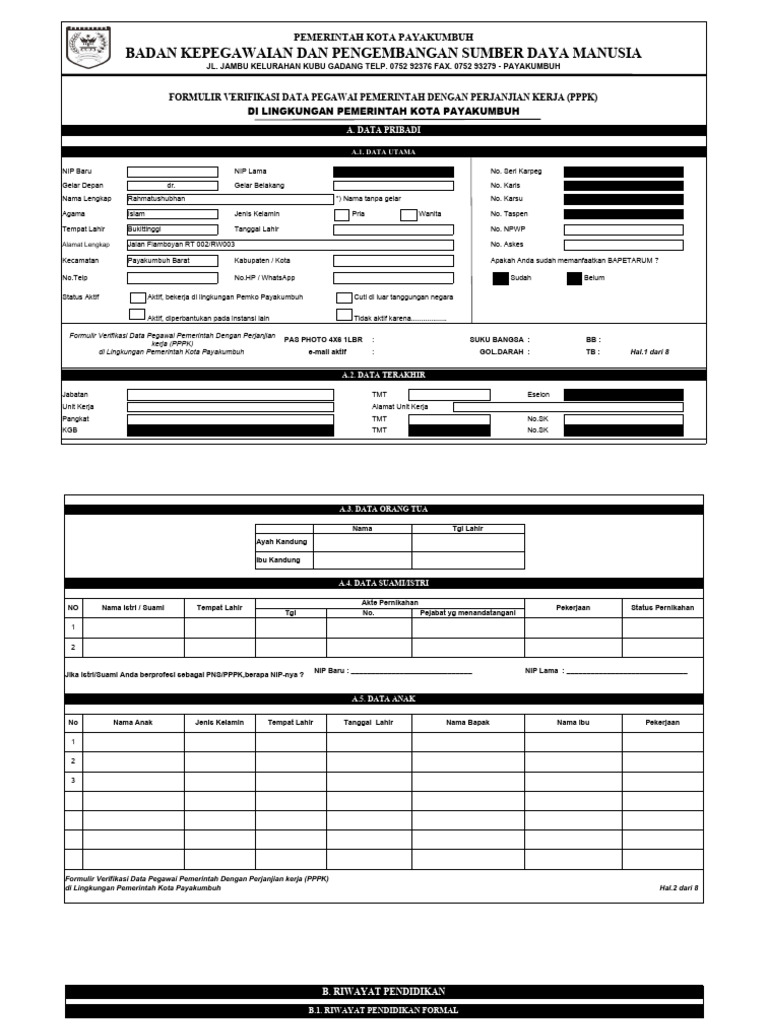 Verifikasi (Pemutakhiran) Data - PPPK Sube | PDF