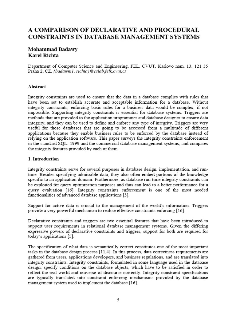A Comparison of Declarative and Procedur | PDF | Relational Database | Databases