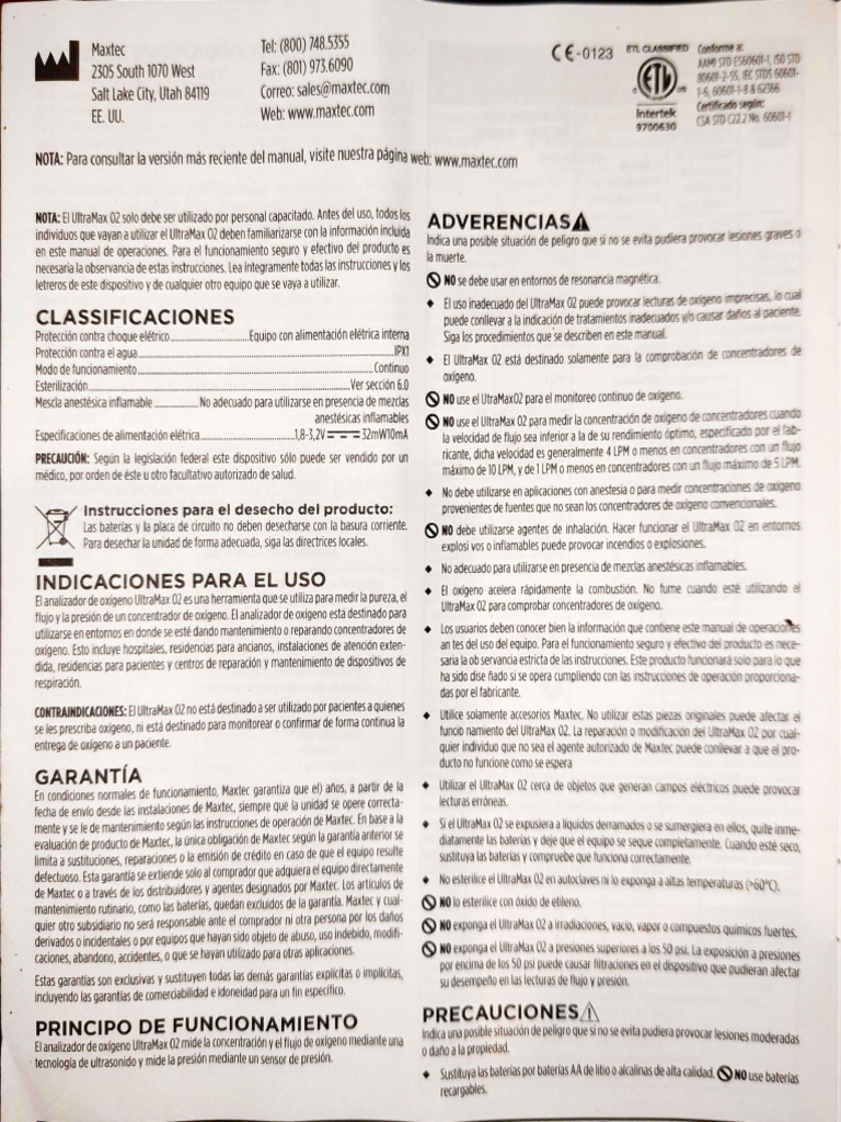 Manual Ultramax O2 | PDF