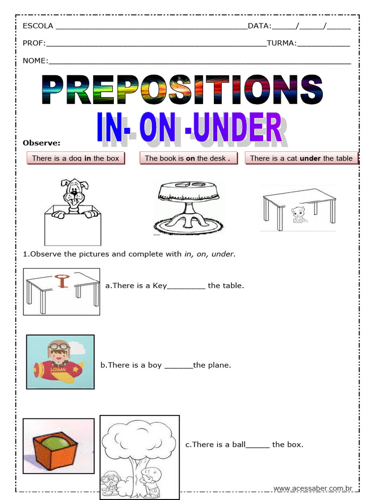Preposition 7º Ano | PDF | Teaching Methods & Materials