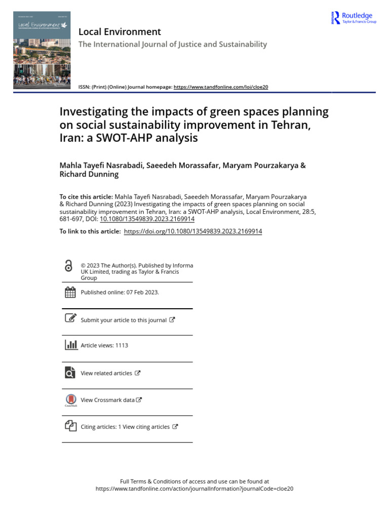 Investigating The Impacts of Green Spaces Planning On Social ...