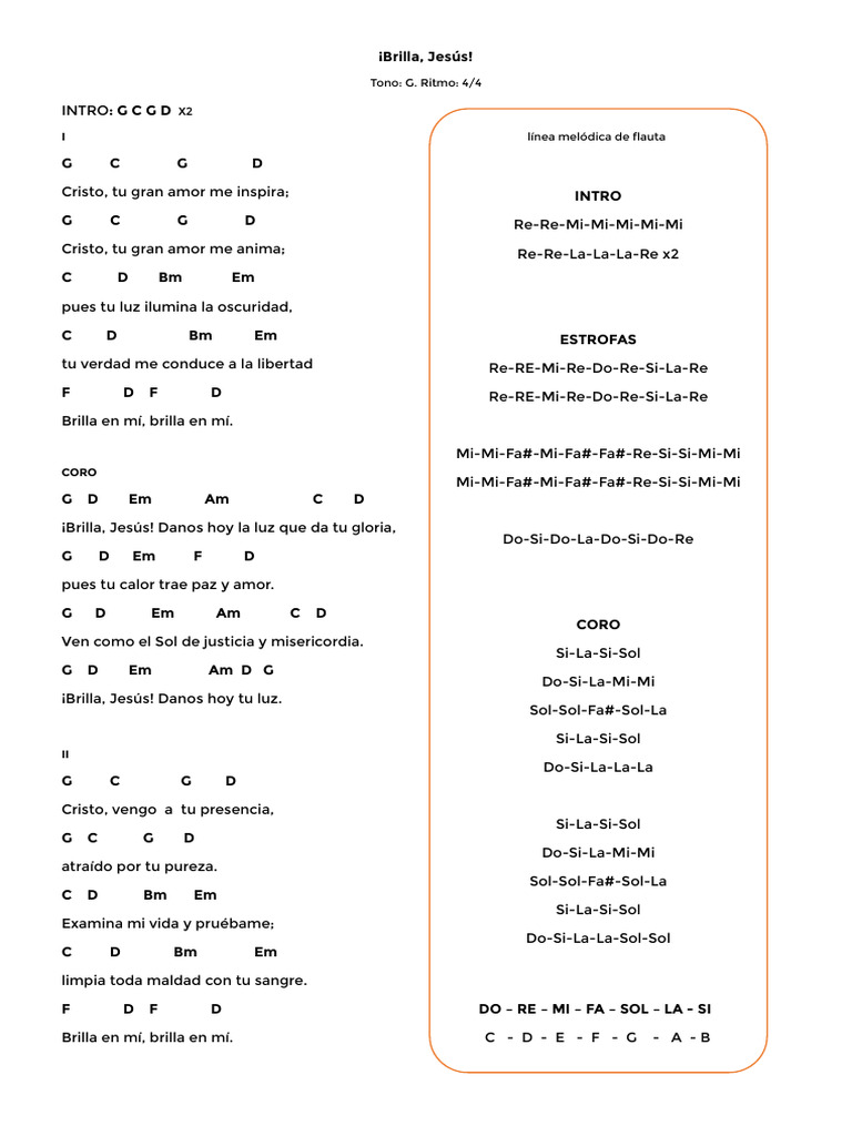 ¡Brilla, Jesús! linea melódica para flauta | PDF