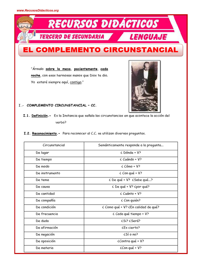 El Complemento Circunstancial para Tercero de Secundaria | PDF ...