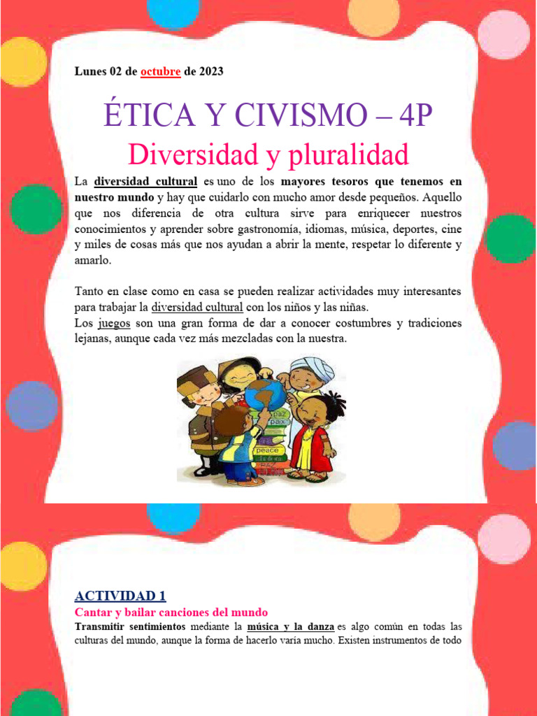 Actividades sobre Diversidad y Pluralidad | PDF | Arte