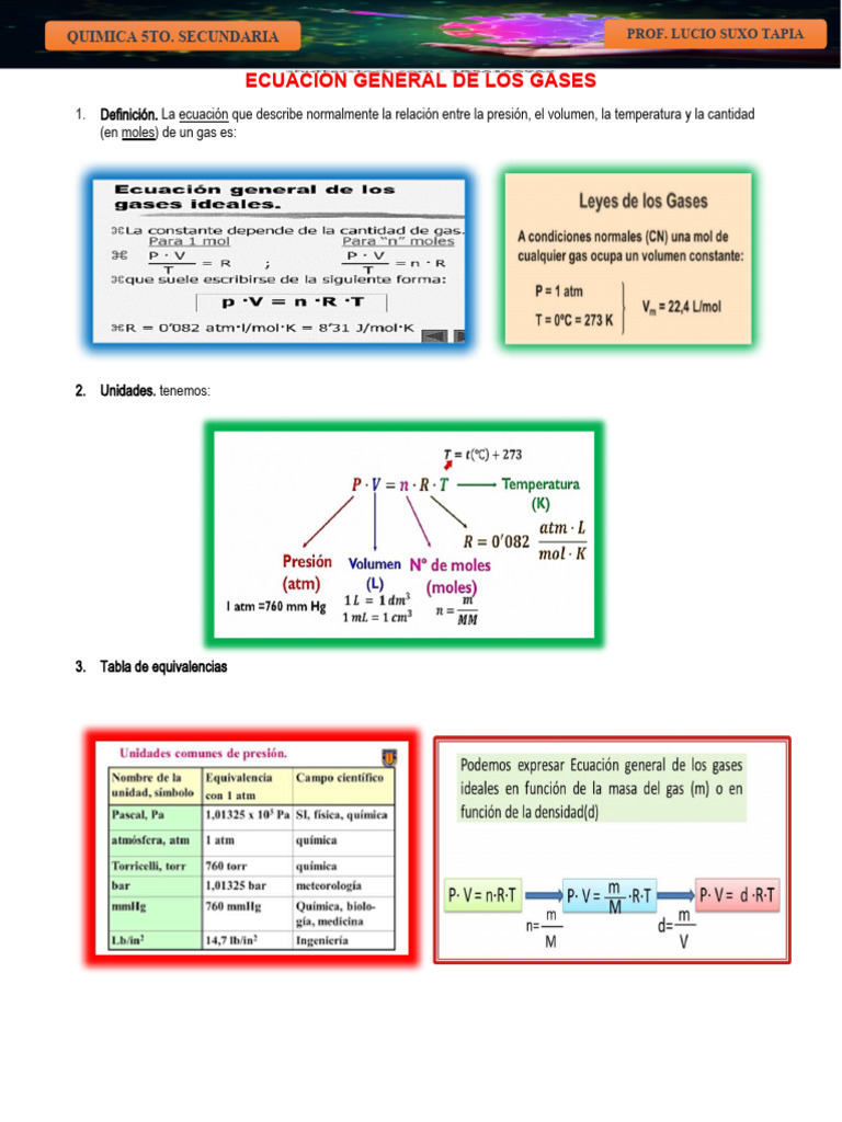Ecuacion General de Los Gases | PDF | Ciencia y matemáticas