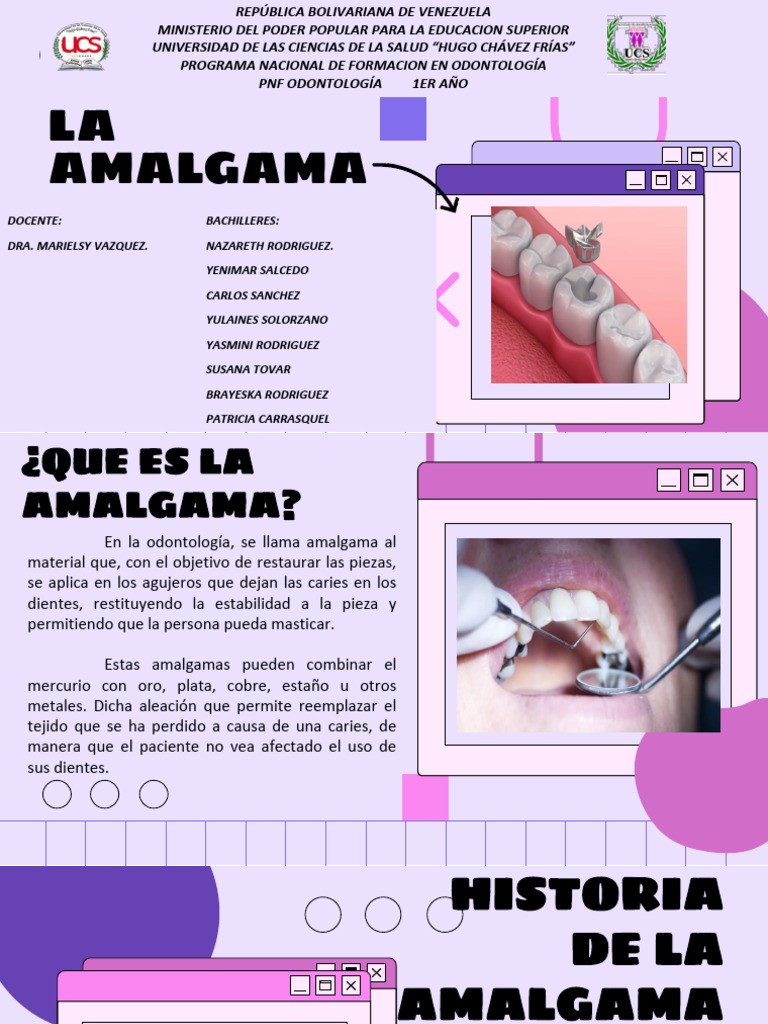 Historia y composición de la amalgama dental | PDF | Cobre | Ciencias ...