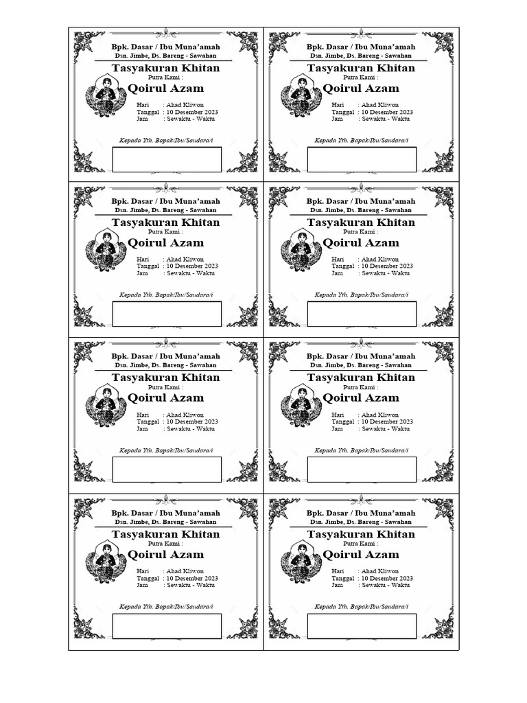 Undangan Punjungan Nasi Kotak | PDF