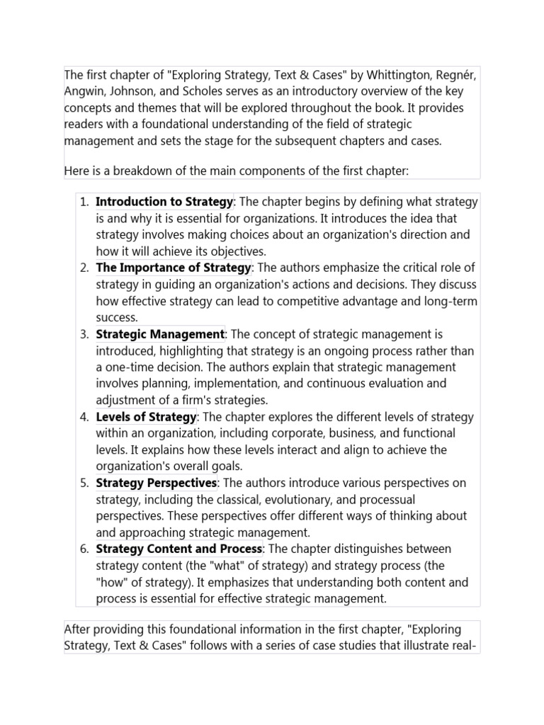 Exploring Strategy Summary | PDF | Strategic Management | Strategic ...