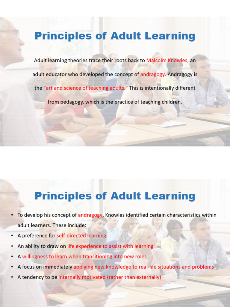 Principal of Adult Learning | PDF | Adult Education | Learning