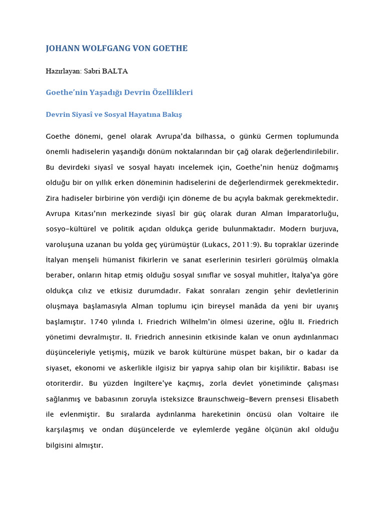 Johann Wolfgang Von Goethe | PDF