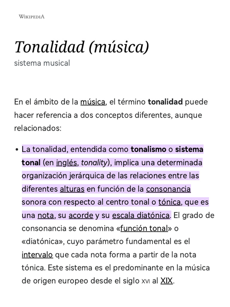 Tonalidad (Música) - Wikipedia, La Enciclopedia Libre | PDF | Escala ...