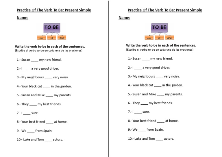 Verb To Be Practice: Present Simple | PDF
