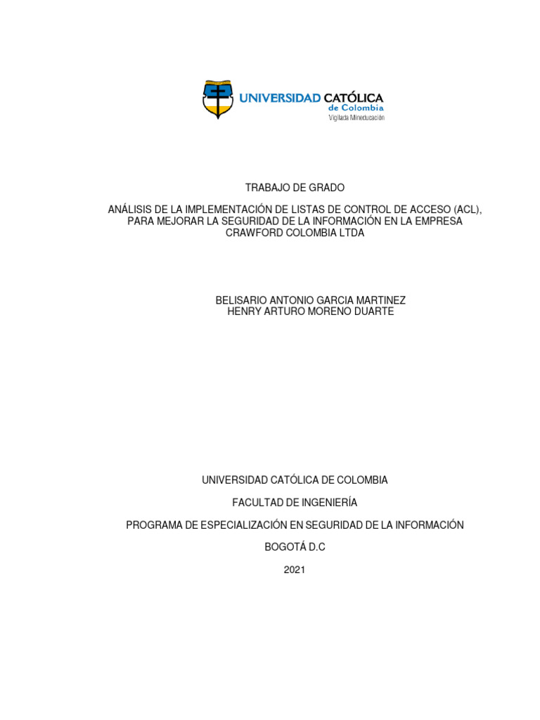 Análisis de La Implementación de Listas de Control de Acceso (Acl ... Análisis de La Implementación de Listas de Control de Acceso (Acl ...