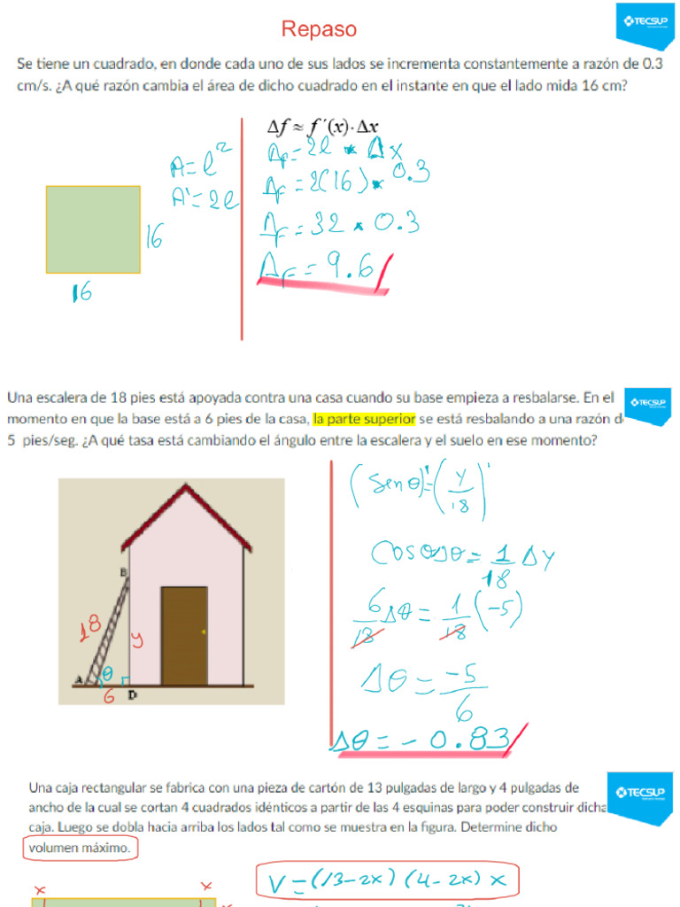 S7-Repaso Derivadas Aplicaciones | PDF