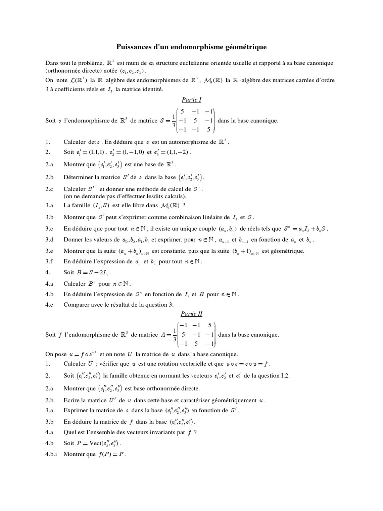 Puissances d'un endomorphisme géométrique | PDF | Base (algèbre ...
