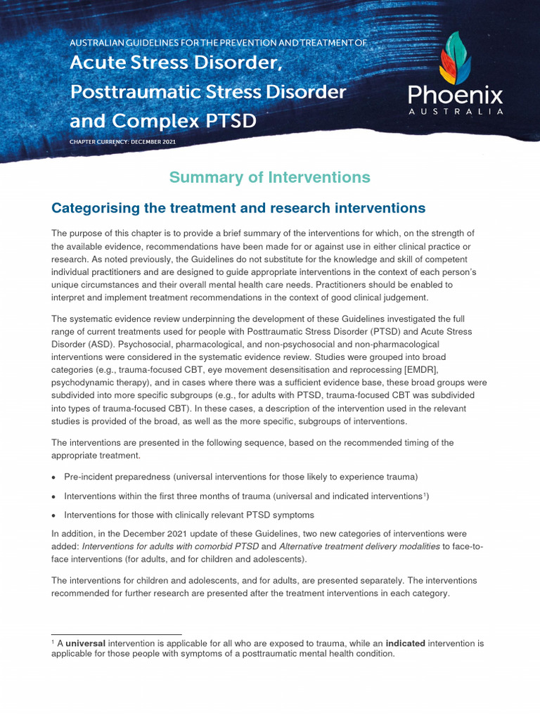 PTSD Guidelines Chapter 4 Interventions | PDF | Eye Movement ...