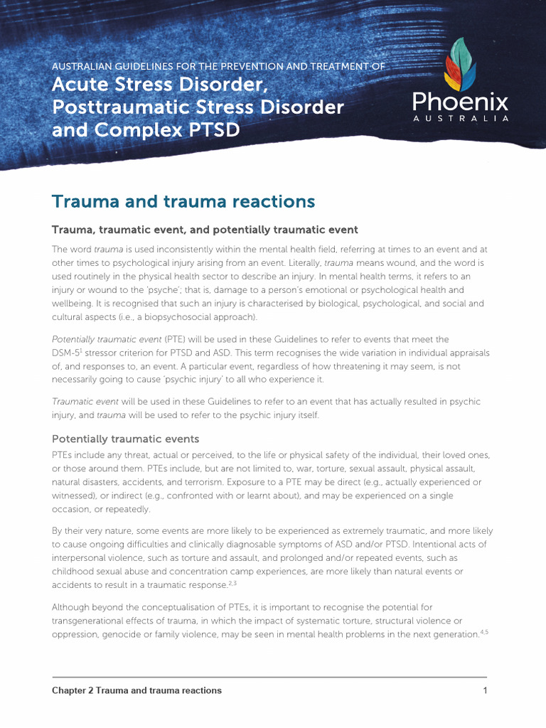 Chapter 2 Trauma and Trauma Reactions | Download Free PDF | Psychological Trauma | Complex Post ...
