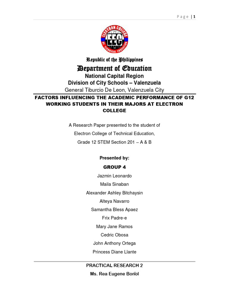 Academic Performance of G12 Working Students | PDF | Survey Methodology ...