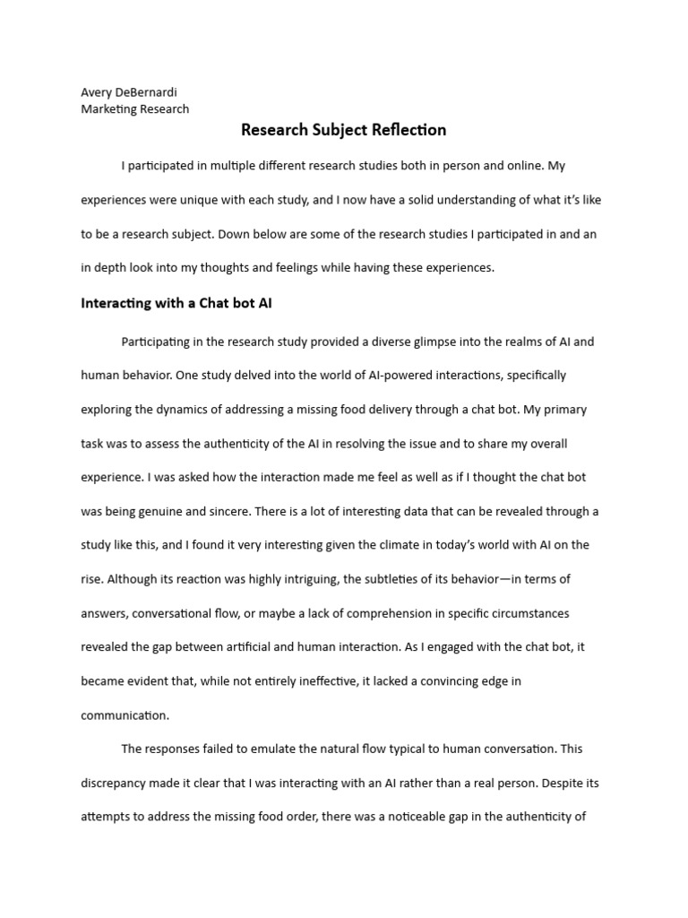 Research Subject Reflection | PDF | Artificial Intelligence | Intelligence (AI) & Semantics