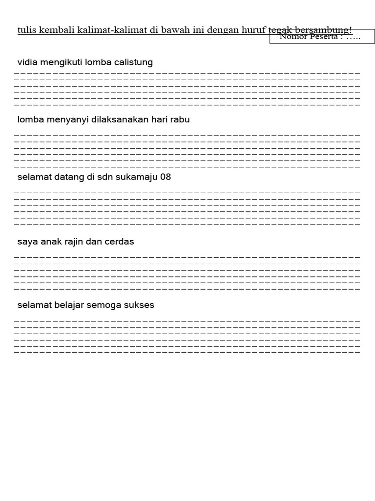 Soal Calistung Kelas 1 dan 2 SD | PDF