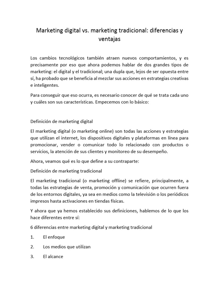 Marketing Digital vs. Marketing Tradicional Diferencias y Ventajas ... Marketing Digital vs. Marketing Tradicional Diferencias y Ventajas ...