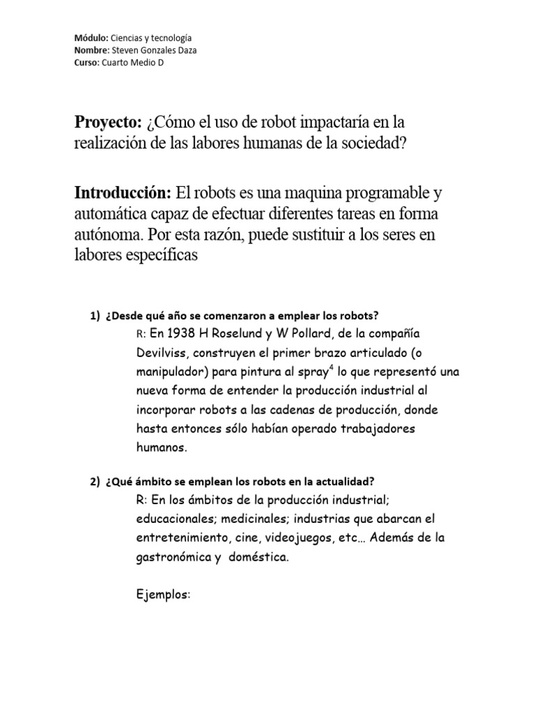 Impacto de los Robots en la Sociedad | PDF | Robot | Robótica
