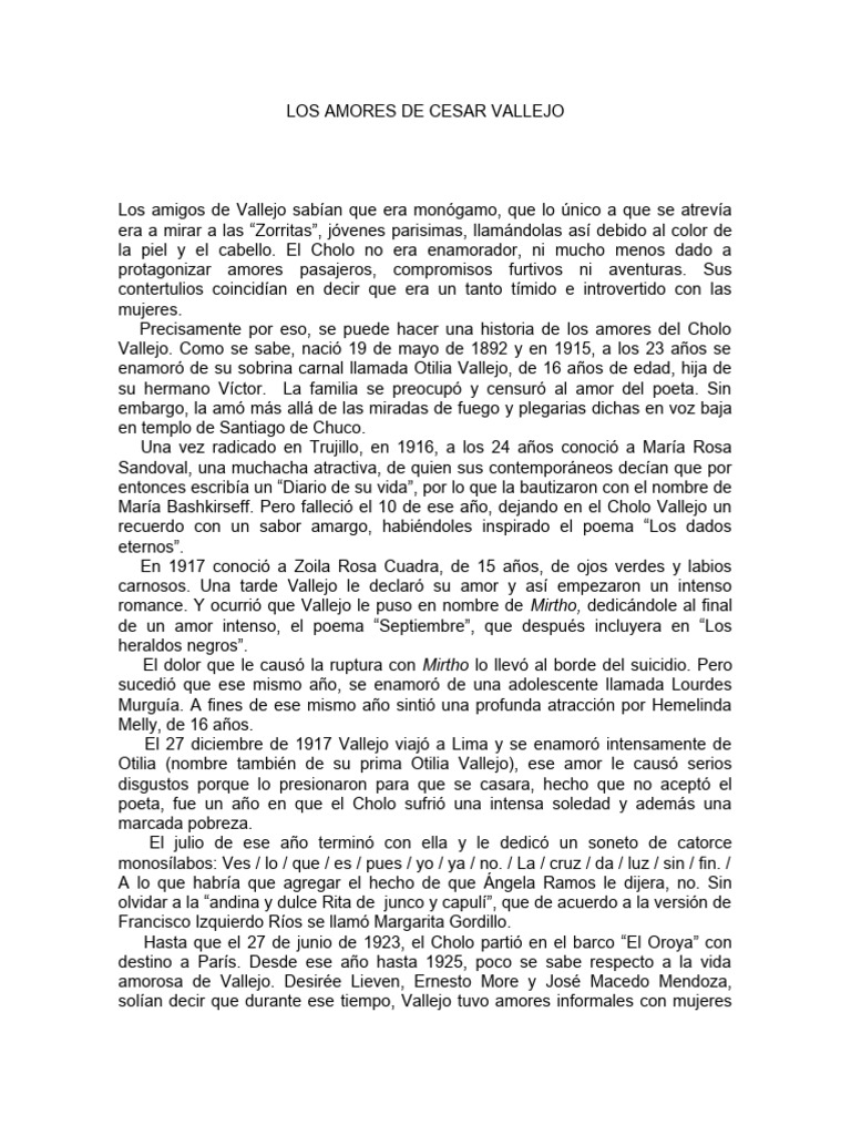 Los Amores de Cesar Vallejo | PDF