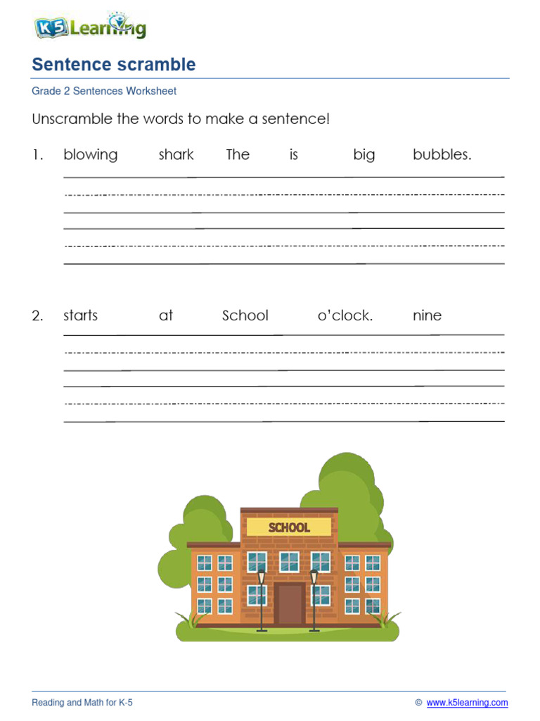 Grade 2 Sentence Scramble A | PDF
