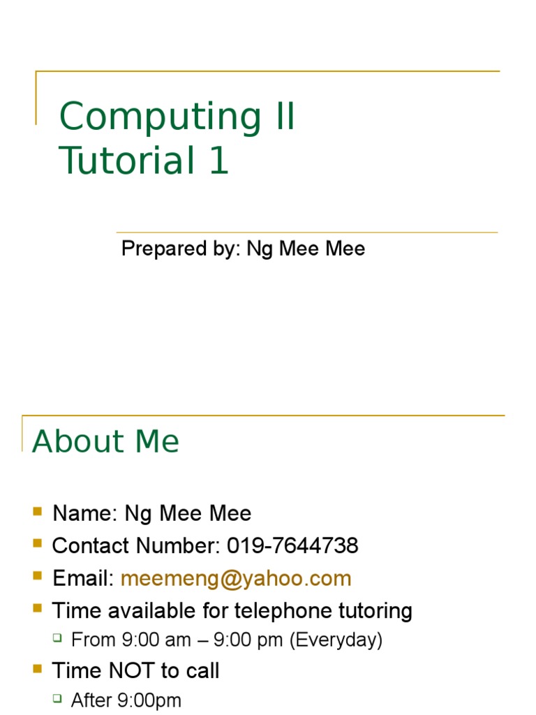 TCC102-Unit1-Tutorial1 Slide | PDF | Array Data Structure | Parameter (Computer Programming)